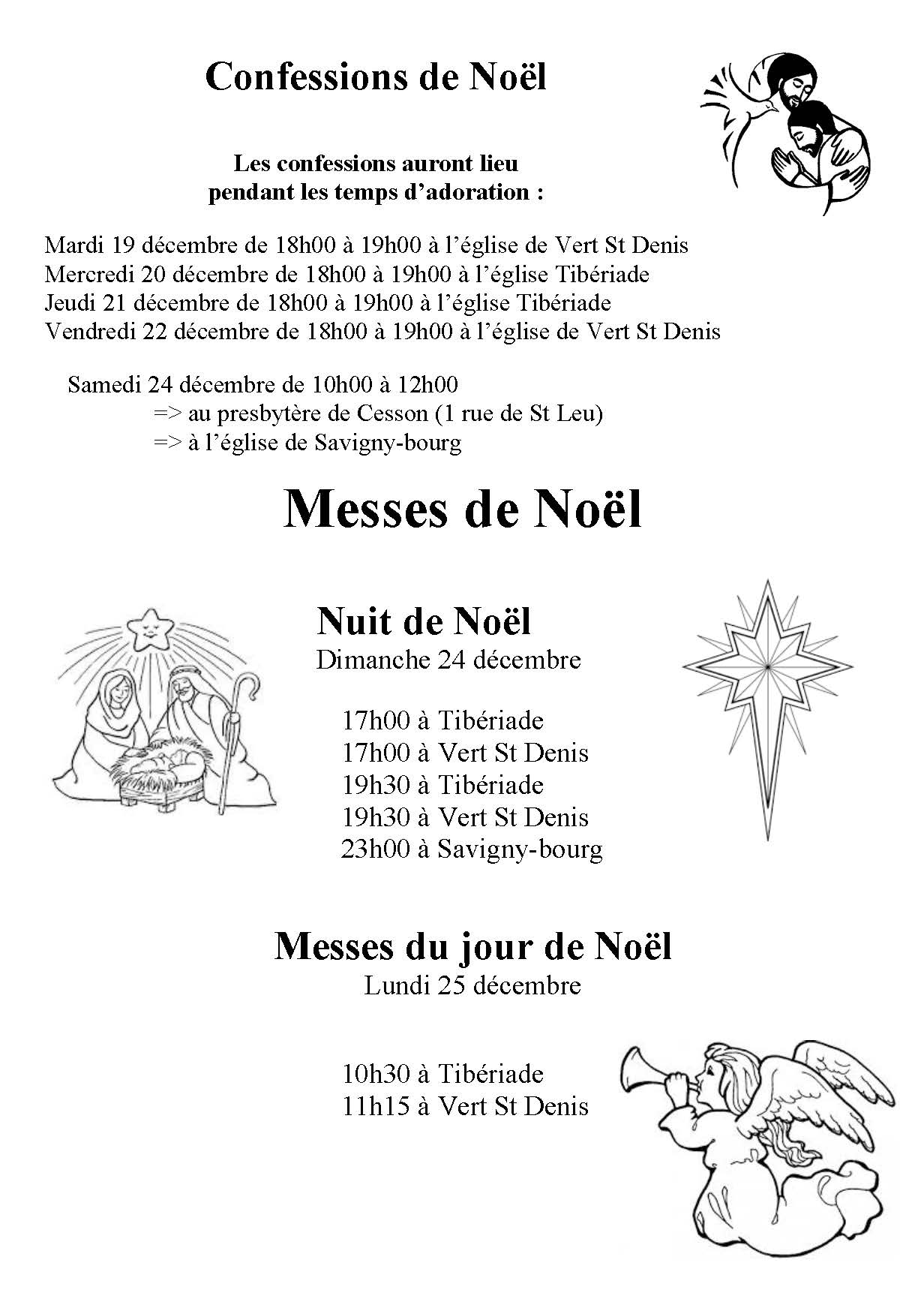 MESSES de NOEL et CONFESSIONS - Paroisse catholique Sénart sud
